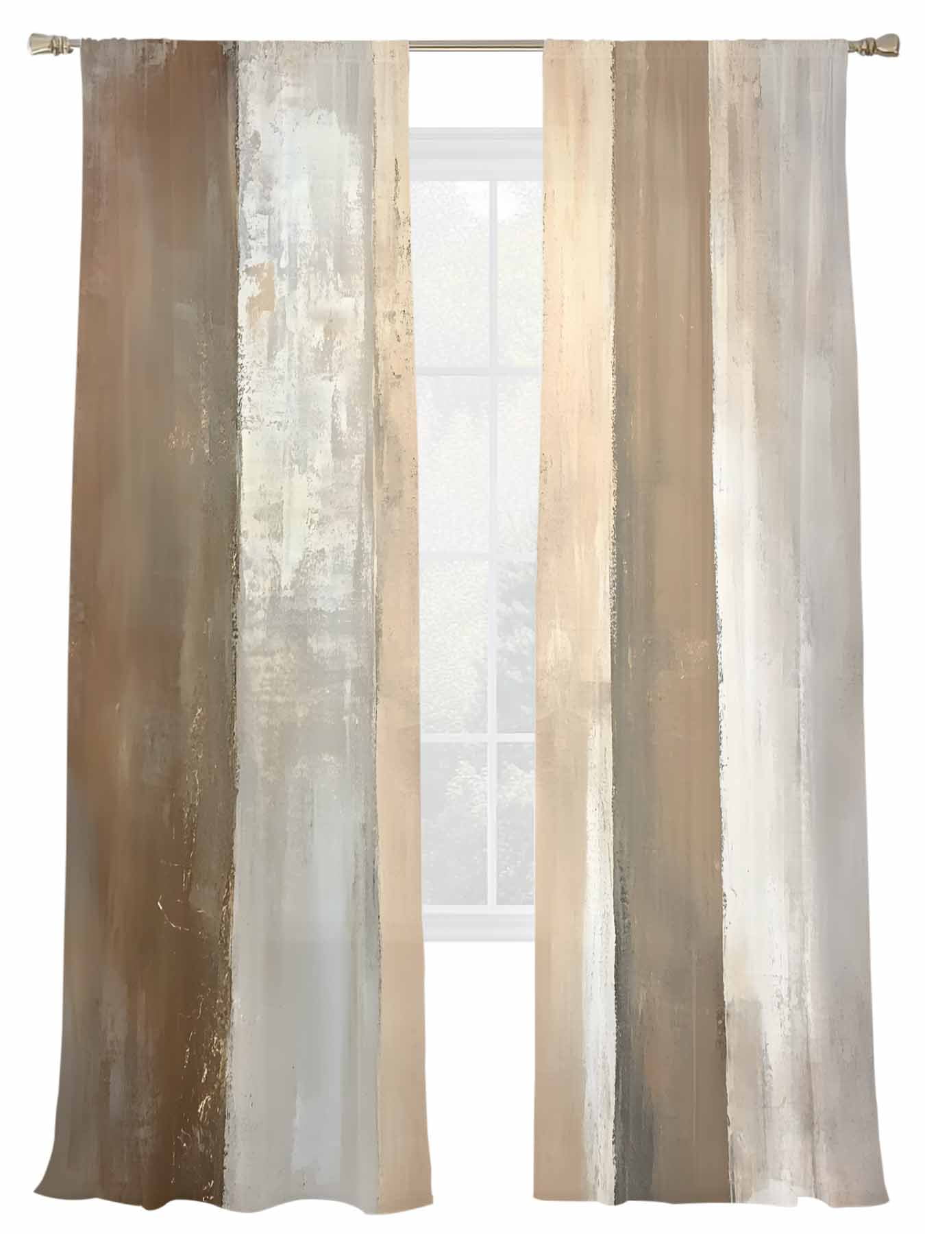 Rustic Wood Barn Sheer Curtains for Living Room Bedroom, Light ...