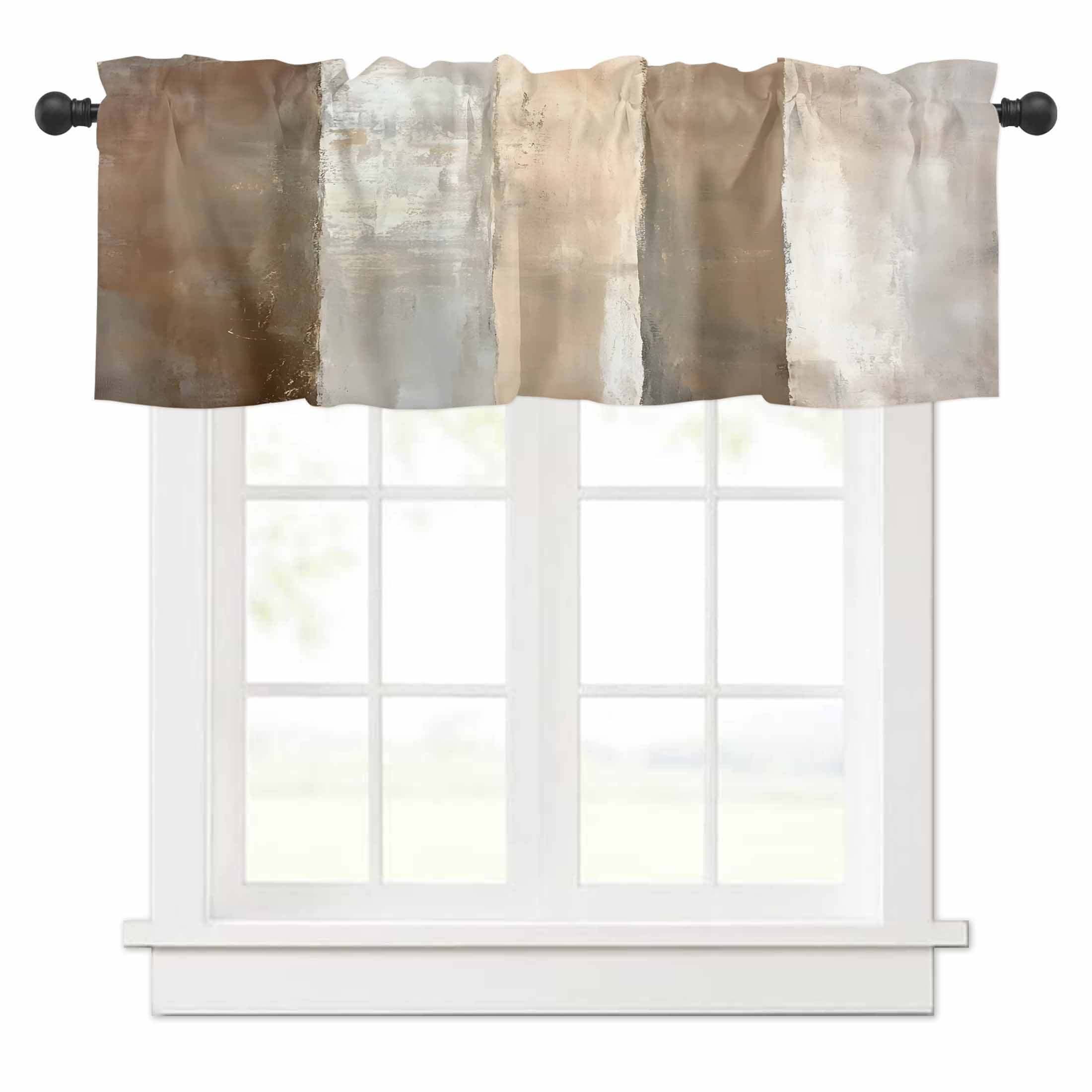 Rustic Wood Barn Valances for Windows Brown Watercolor Striped ...