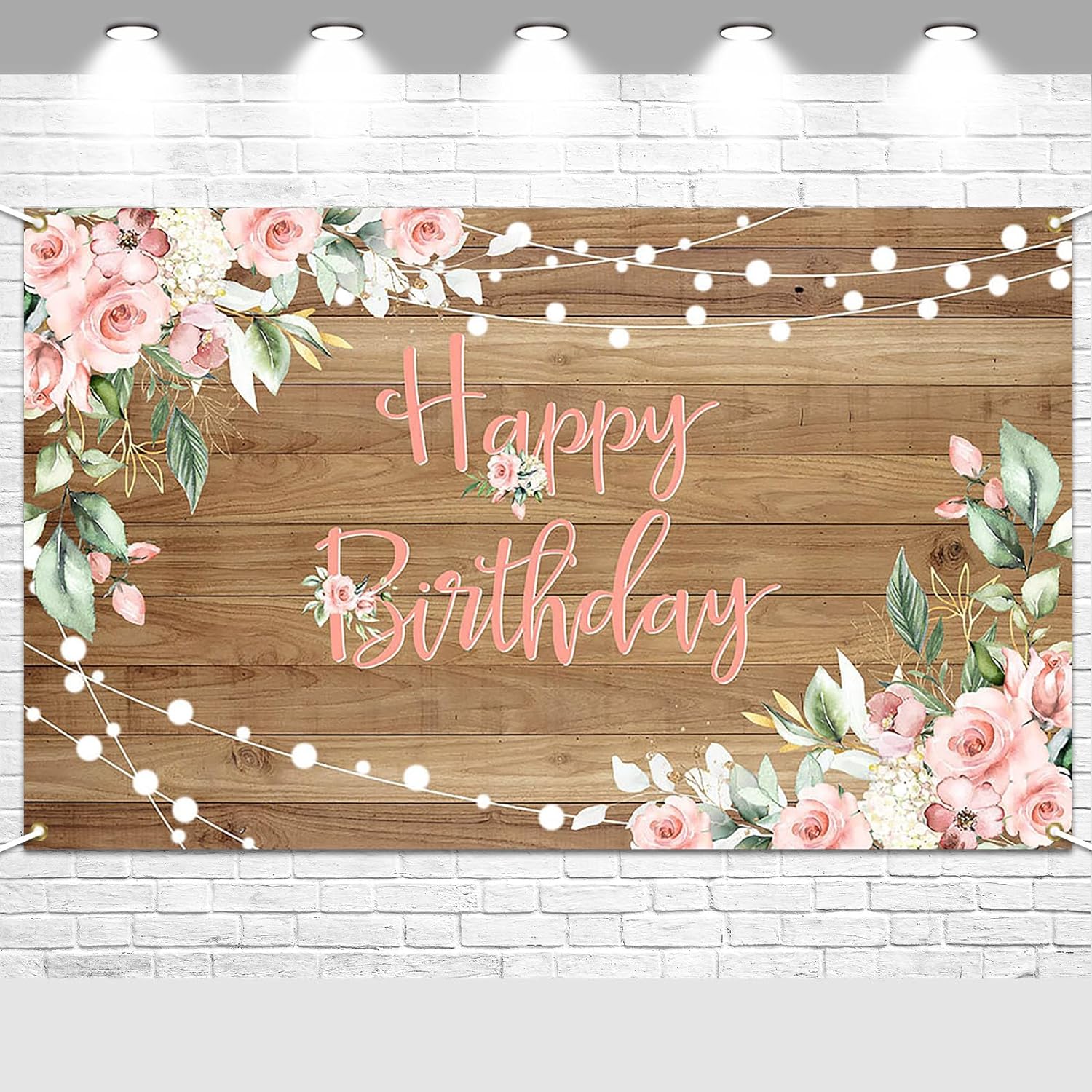 Rustic Wood Birthday Banner Happy Birthday Party Decorations Floral ...