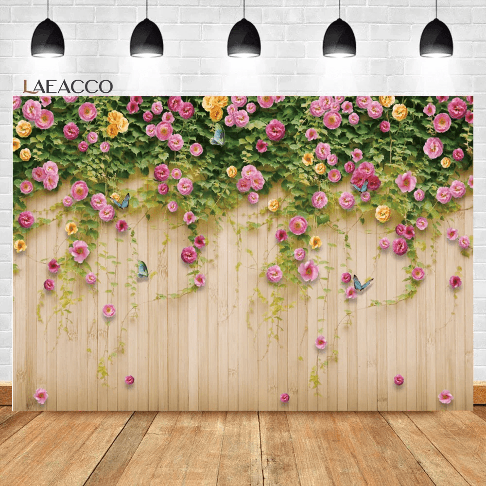 Rustic Wood Board Background Butterfly Flower Spring Outing Portrait ...