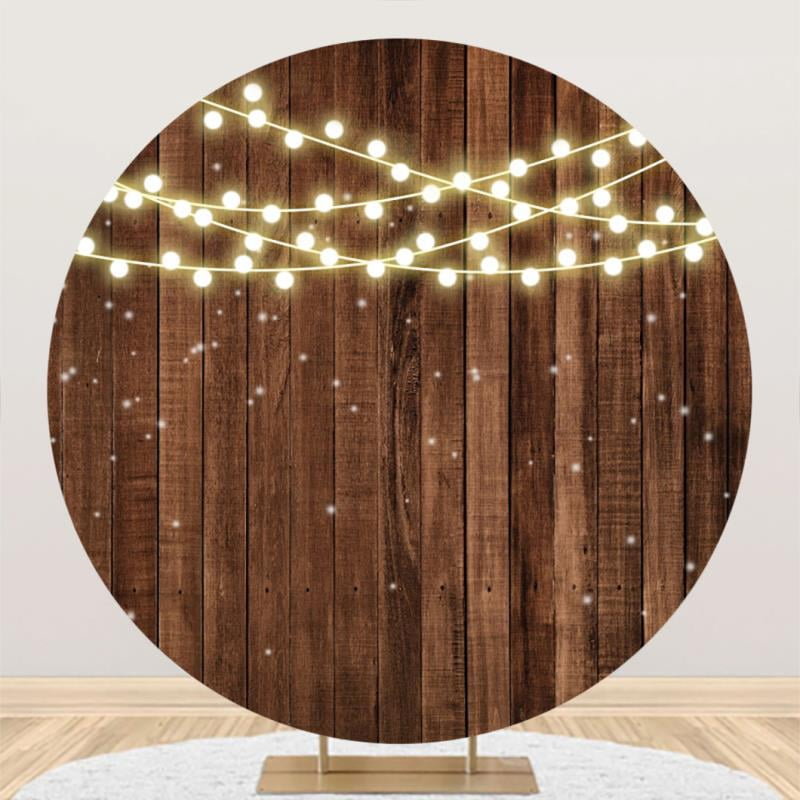Rustic Wood Board Round Backdrop Cover Retro Wooden Plank Baby Shower ...