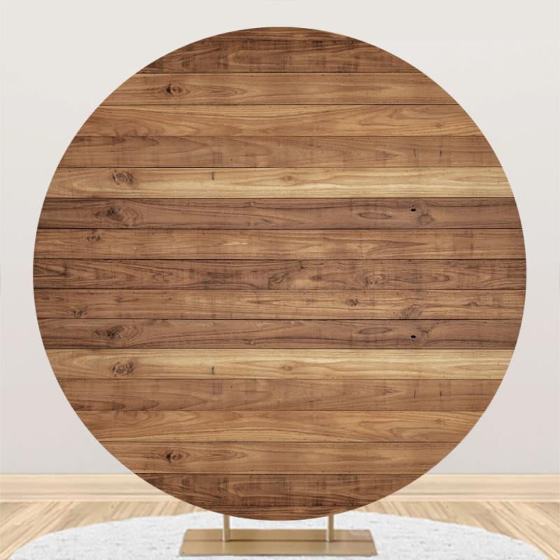 Rustic Wood Board Round Backdrop Cover Retro Wooden Plank Baby Shower ...