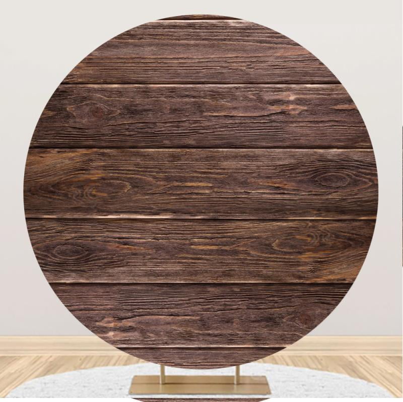 Rustic Wood Board Round Backdrop Cover Retro Wooden Plank Baby Shower ...