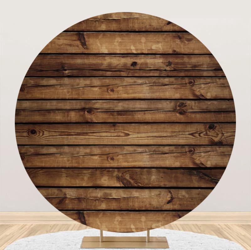 Rustic Wood Board Round Backdrop Cover Retro Wooden Plank Baby Shower ...