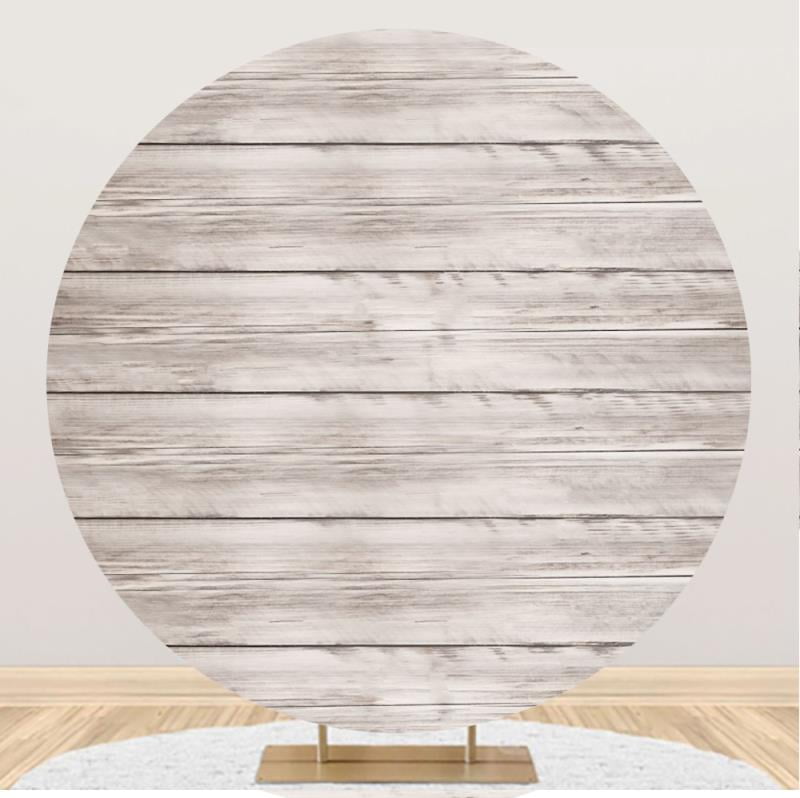 Rustic Wood Board Round Backdrop Cover Retro Wooden Plank Baby Shower ...