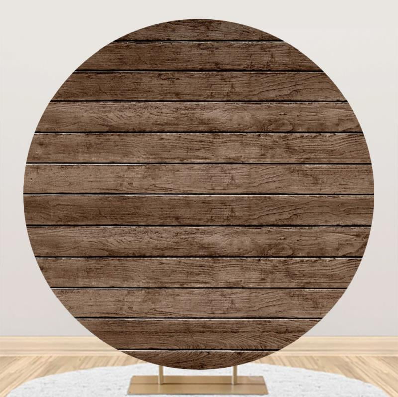 Rustic Wood Board Round Backdrop Cover Retro Wooden Plank Baby Shower ...