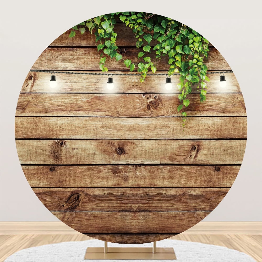 Rustic Wood Board Round Backdrop Cover Retro Wooden Plank Baby Shower ...