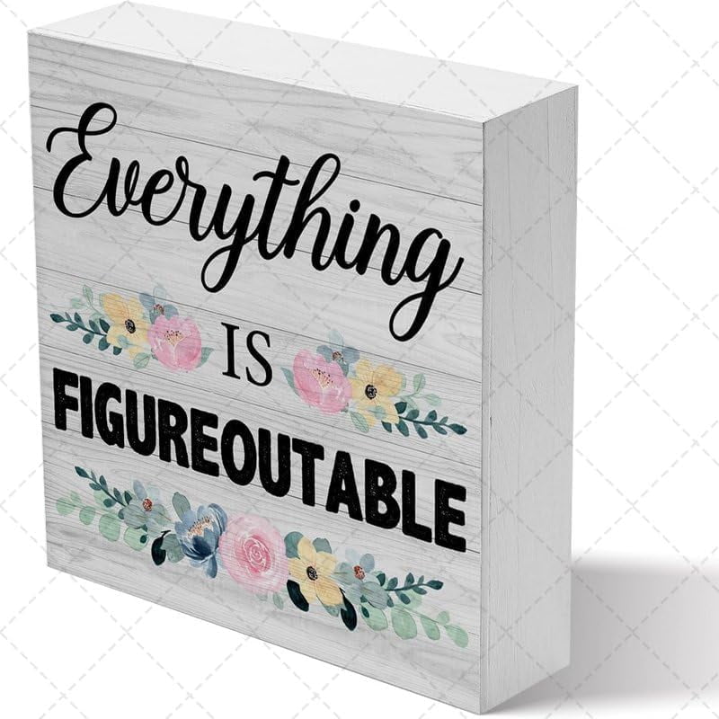 Rustic Wood Box Sign Everything Is Figureoutable Wooden Box Sign 5X5 ...