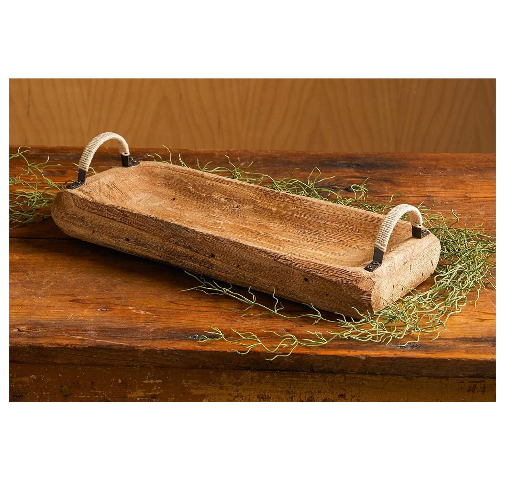 Rustic Wood Coffee Table Tray with Handles, Farmhouse Centerpieces for ...