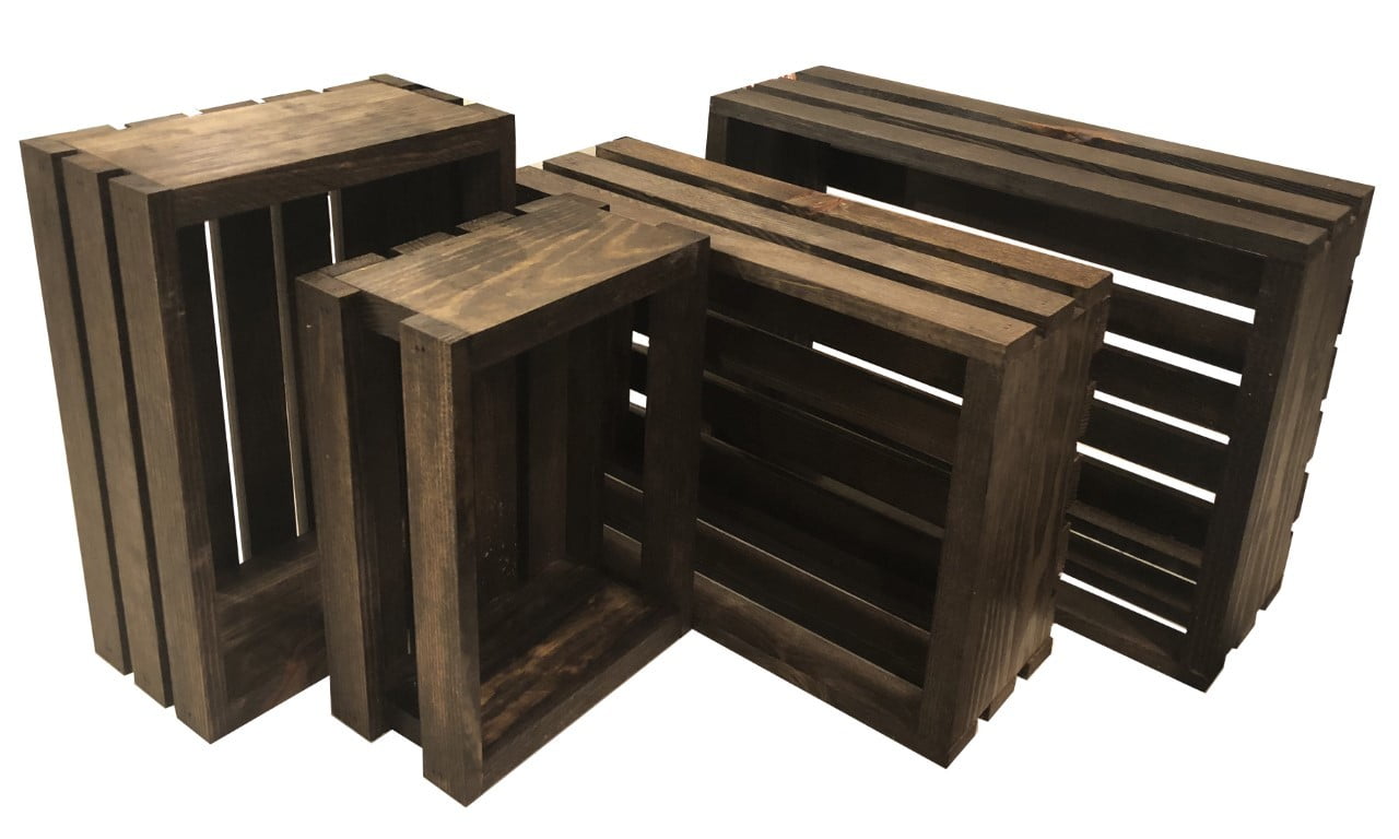 Rustic Wood Crates New Hand Crafted Set of 4 - Walmart.com