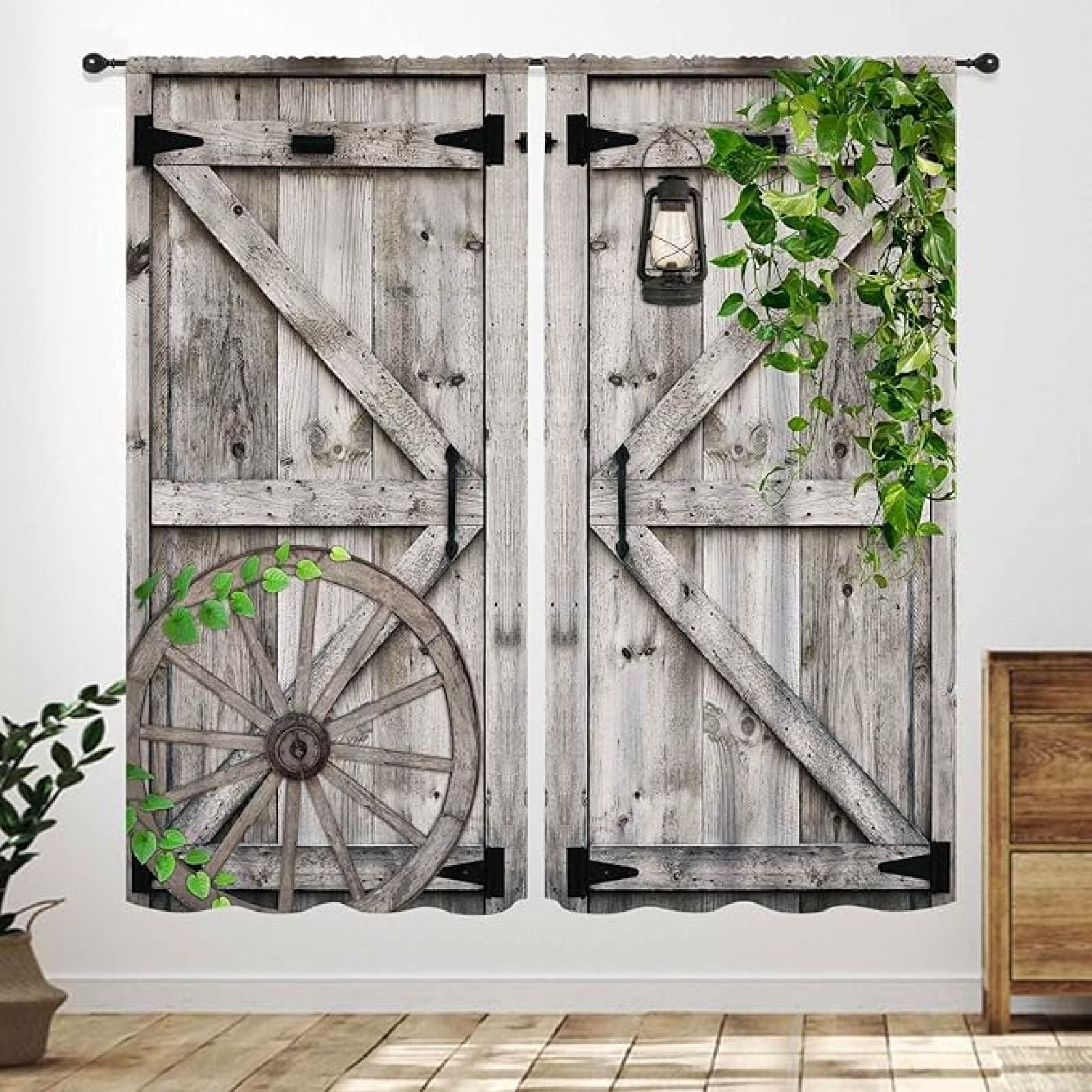 Rustic Wood Curtains, Country Vintage Cabin Farm Wood Kitchen Window ...