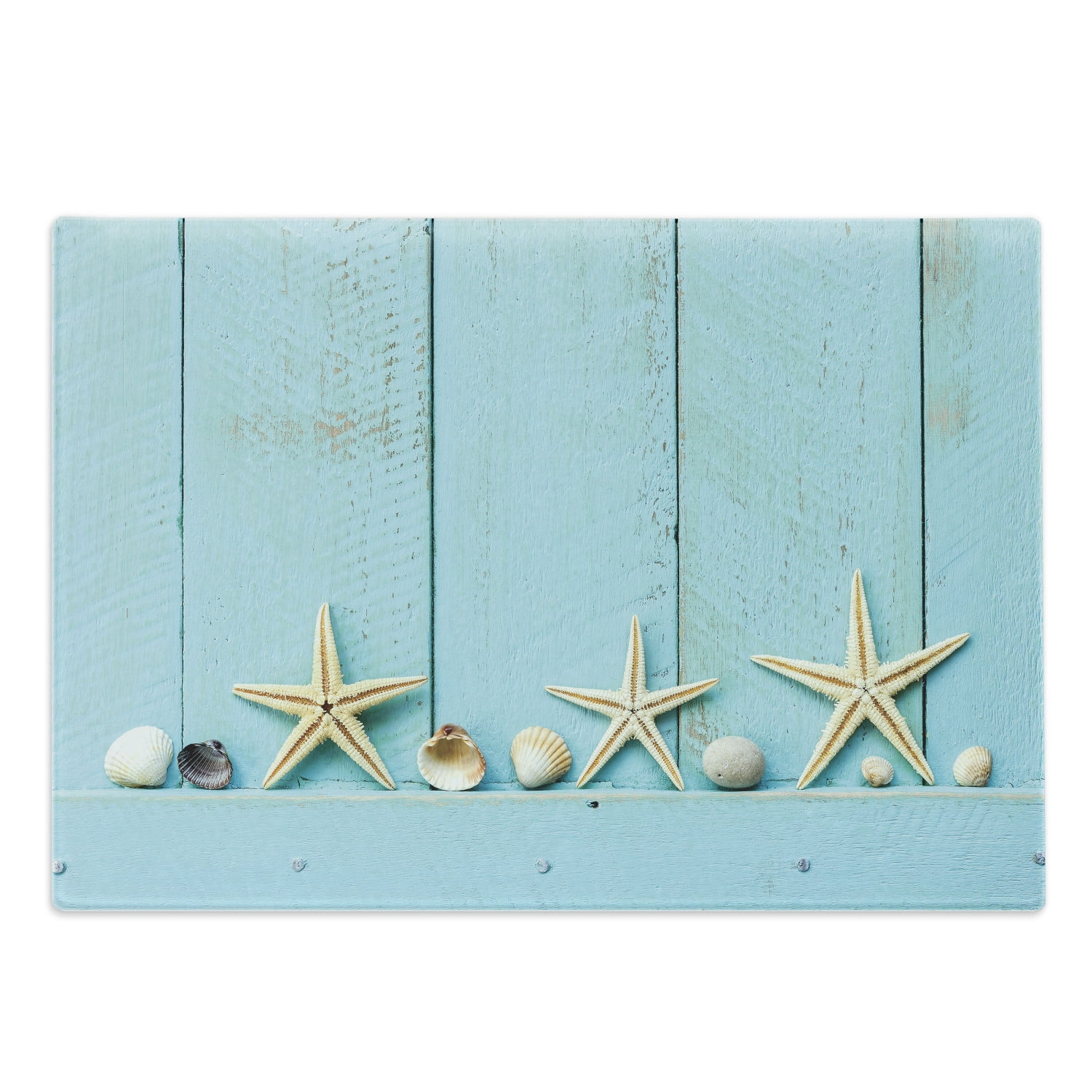Rustic Wood Cutting Board, Nautical Arrangement of Sea Stars and Shells ...