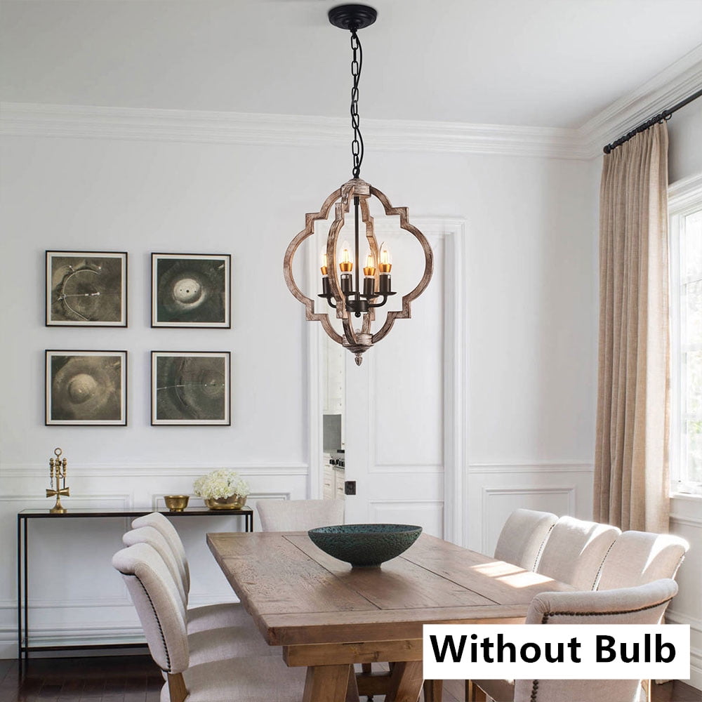 Rustic Wood Dining Room Ceiling Light Farmhouse Chandelier Pendant Lamp ...