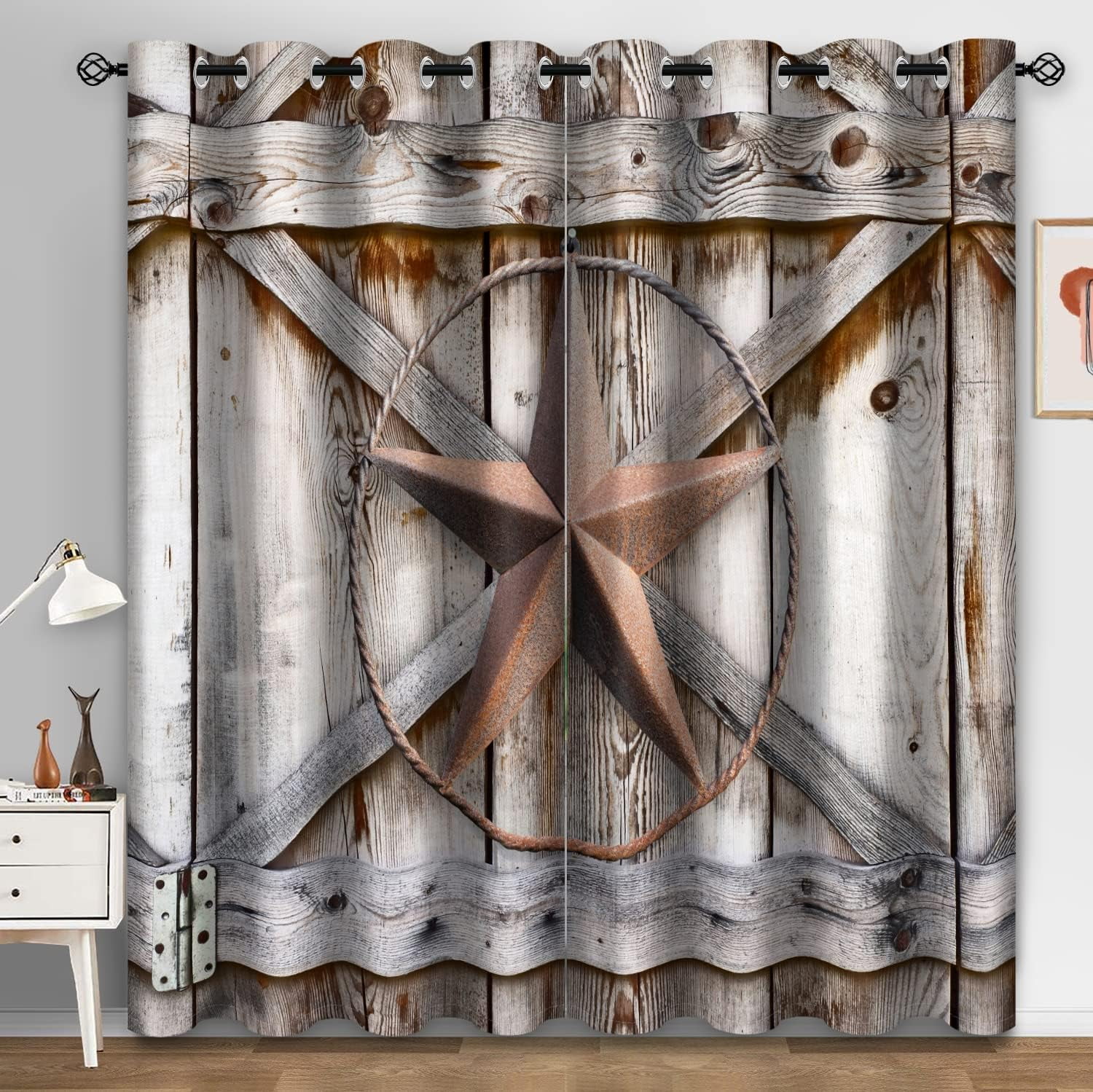 Rustic Wood Door Window Curtains Wild West Wooden Barn Plank Timber ...