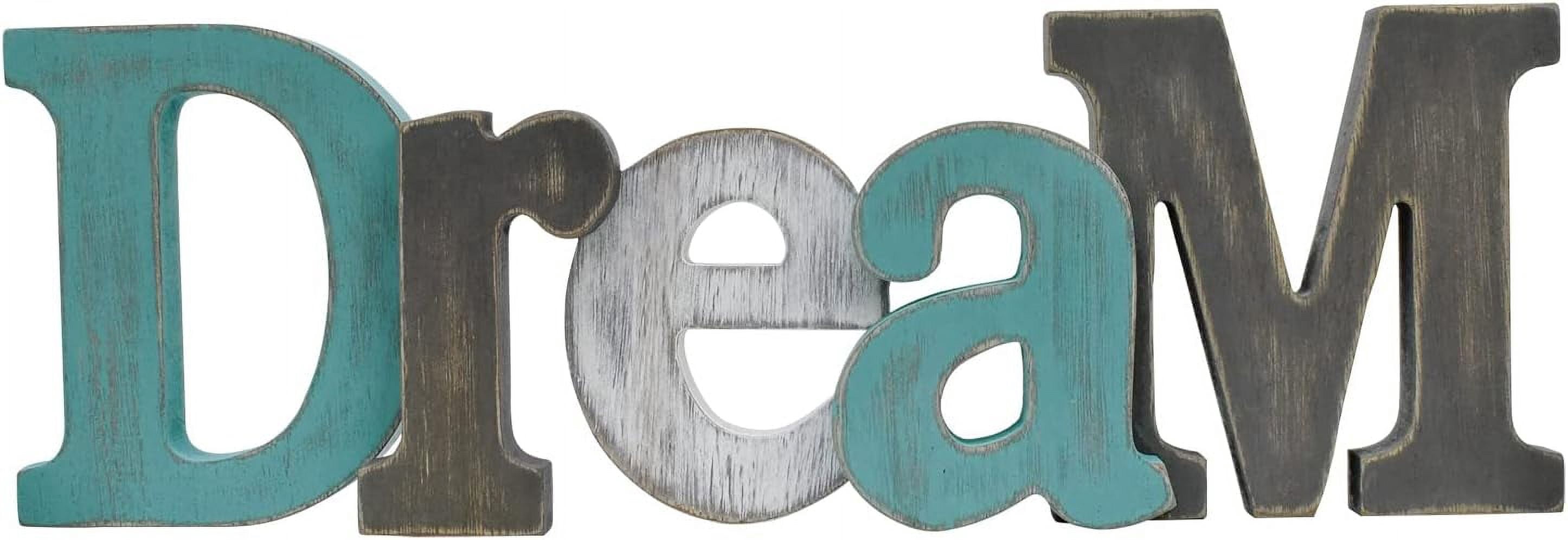 Rustic Wood Dream Word Sign for Home Decor Freestanding Cutout Dream ...