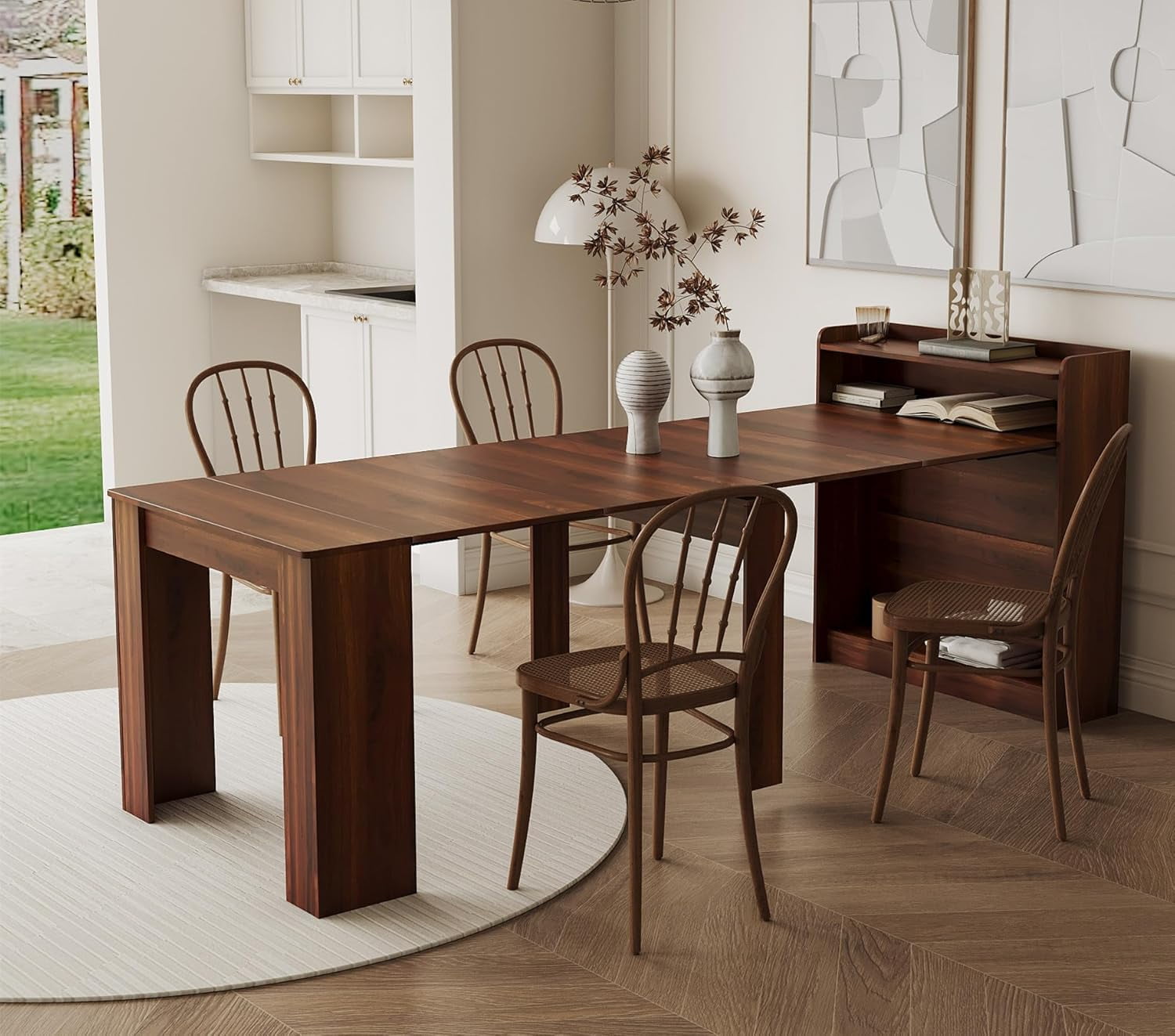 Rustic Wood Extendable Dining Room Table 98.43" Large Expandable Dining ...