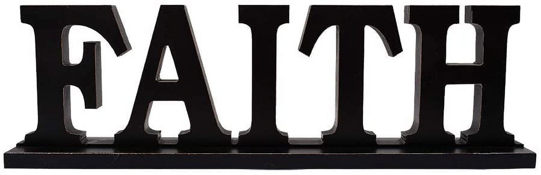 Rustic Wood Faith Sign for Home Decor, Decorative Wooden Cutout Word ...