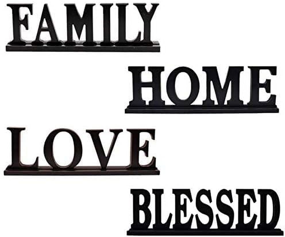 Rustic Wood Family Sign for Home Set of 4, Decorative Wooden Cutout ...