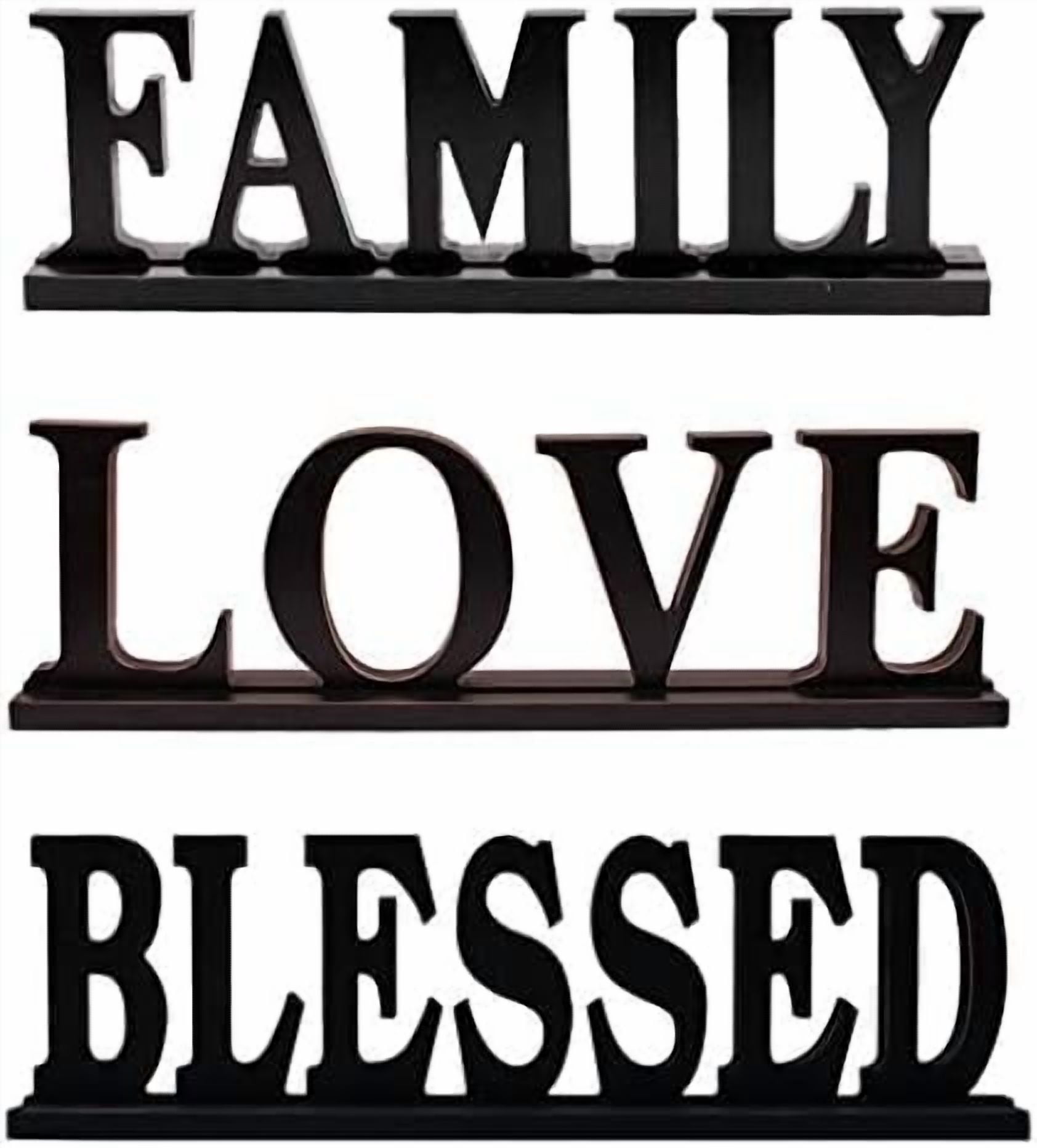 Rustic Wood Family Sign for Home Decor, Decorative Wooden Cutout Word ...