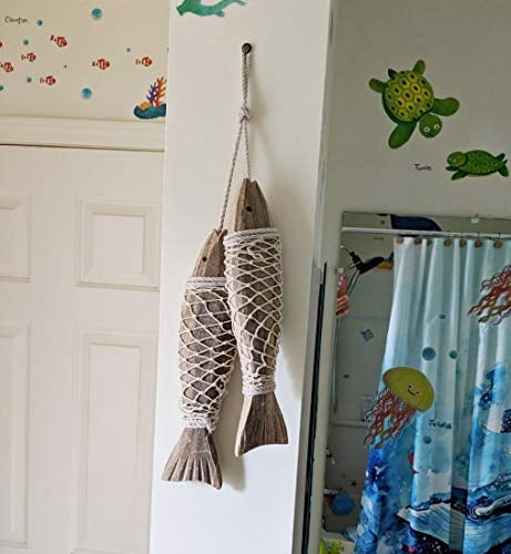 Rustic Wood Fish Décor Hanging Nautical Wall Decor, Wooden Nautical ...