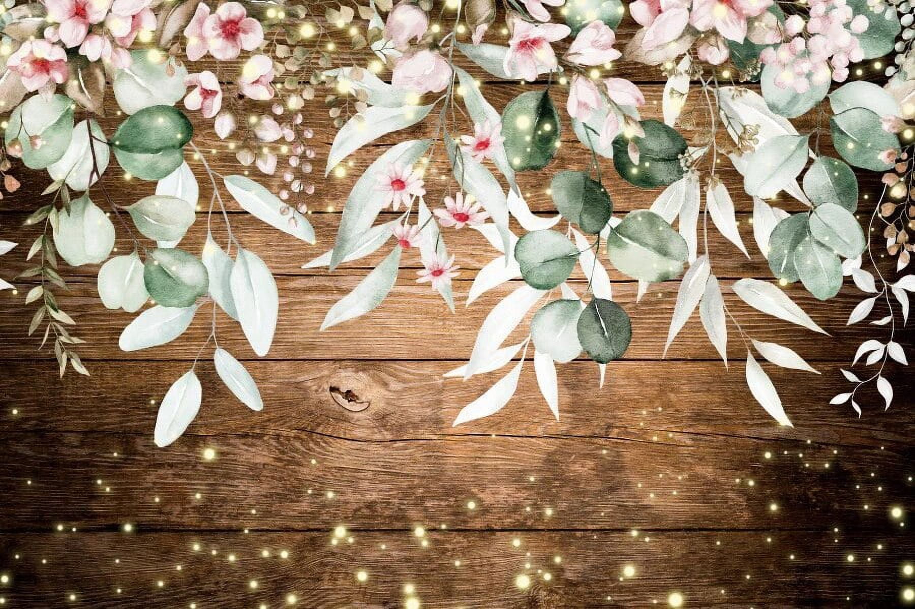 Rustic Wood Floral Backdrop Wooden Board Floor Bridal Shower Baby ...