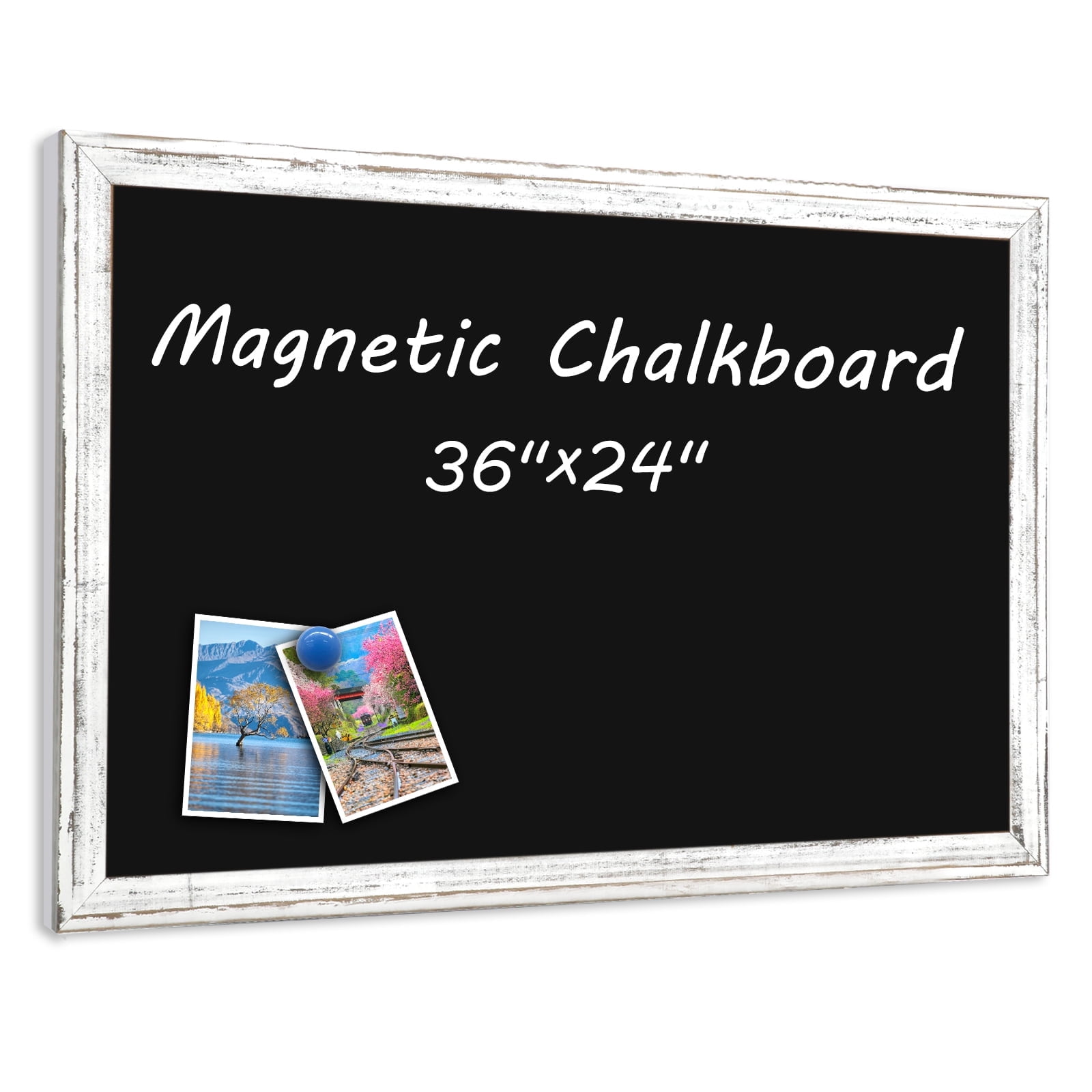 Rustic Wood Framed Magnetic Chalkboard 36" x 24" Large Hanging Chalk ...