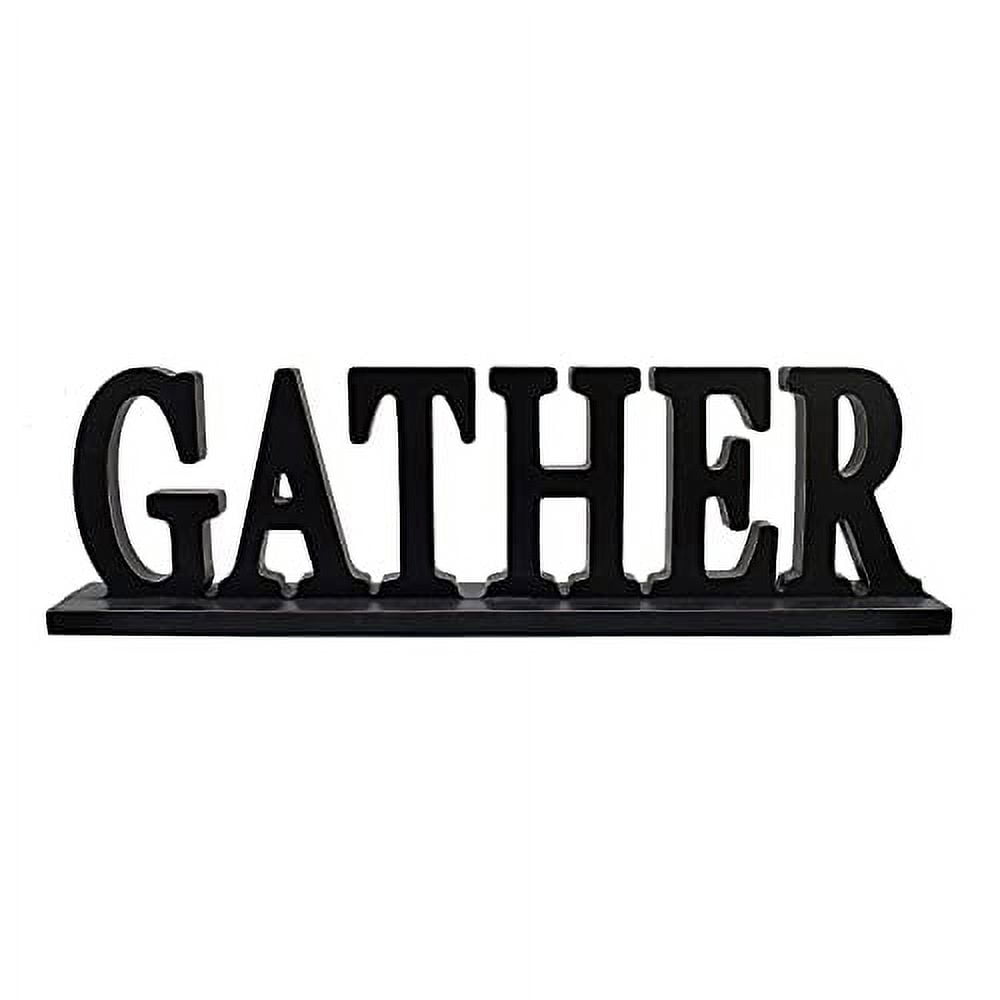 Rustic Wood Gather Sign for Home Decor, Decorative Wooden Cutout Word ...