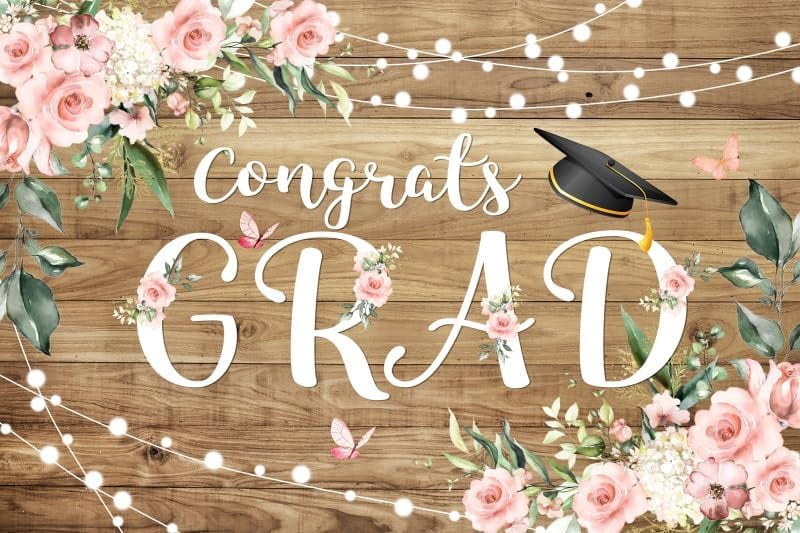 Rustic Wood Graduation Backdrop Eucalyptus Leaves Boho Floral Congrats ...