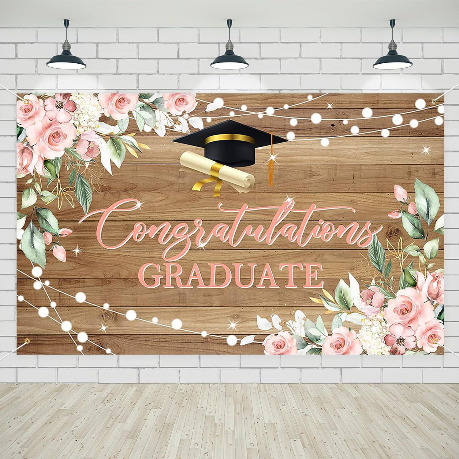Rustic Wood Graduation Banner Congratulations Graduate Party ...
