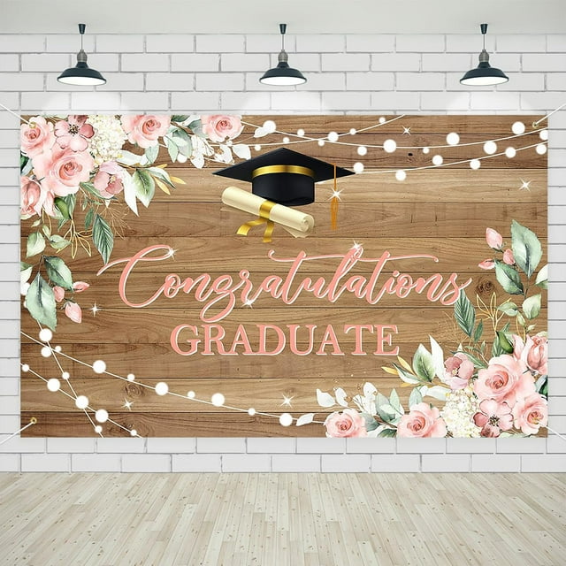 Rustic Wood Graduation Banner Congratulations Graduate Party ...