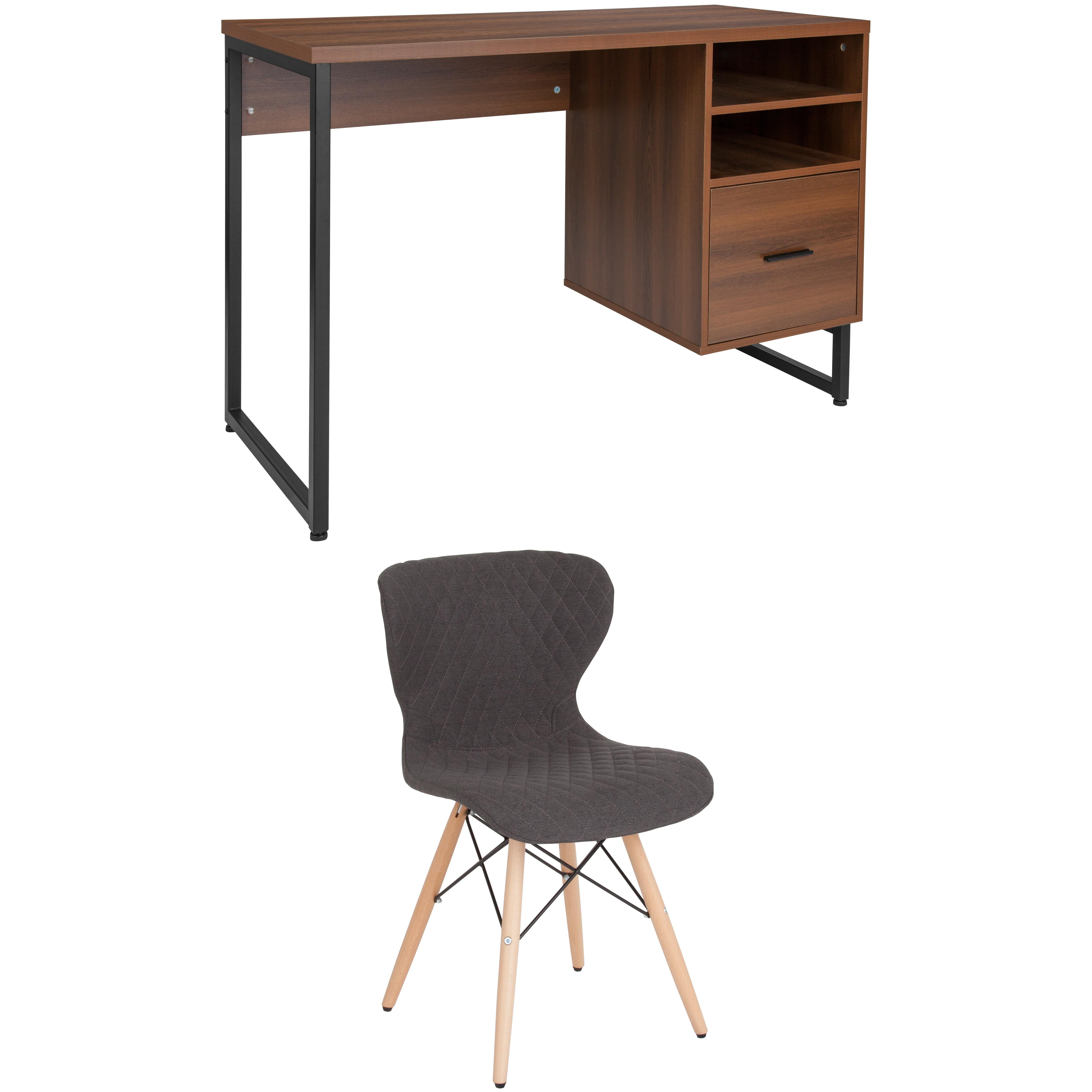 Free Shipping! Flash Furniture Rustic Wood Desk and Diamond Quilted ...