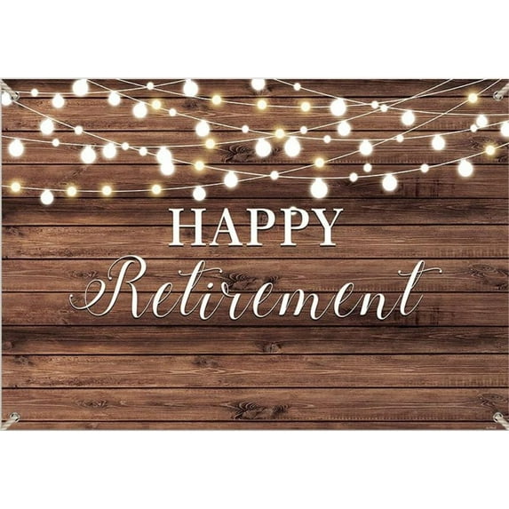 Rustic Wood Happy Retirement Backdrop Lights Photography Background ...
