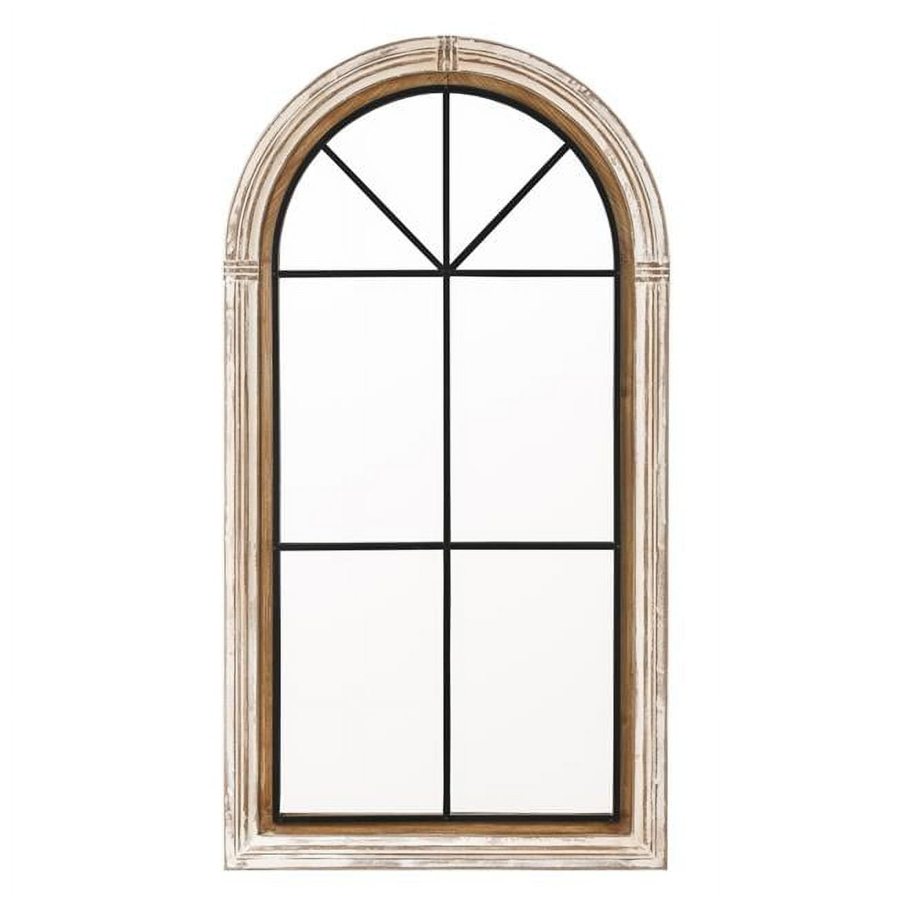 Rustic Wood & Iron Arched Window Wall Mirror - Walmart.com