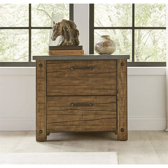 Rustic Wood Lateral File With Locking Legal/Letter File Drawer Brown ...