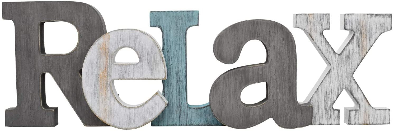 Rustic Wood Letters Relax Sign Free Standing Relax Table Top Sign Wall ...