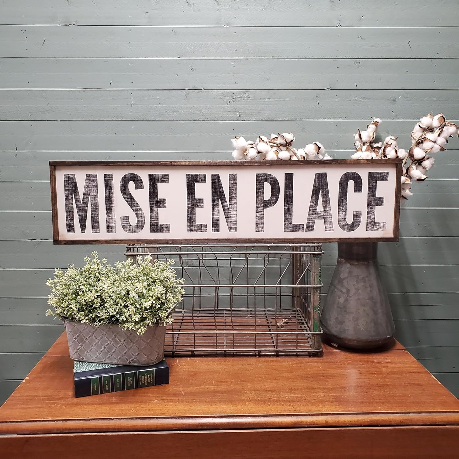 Rustic Wood Mise En Place Sign Metal Aluminum License Plate-4x16in ...