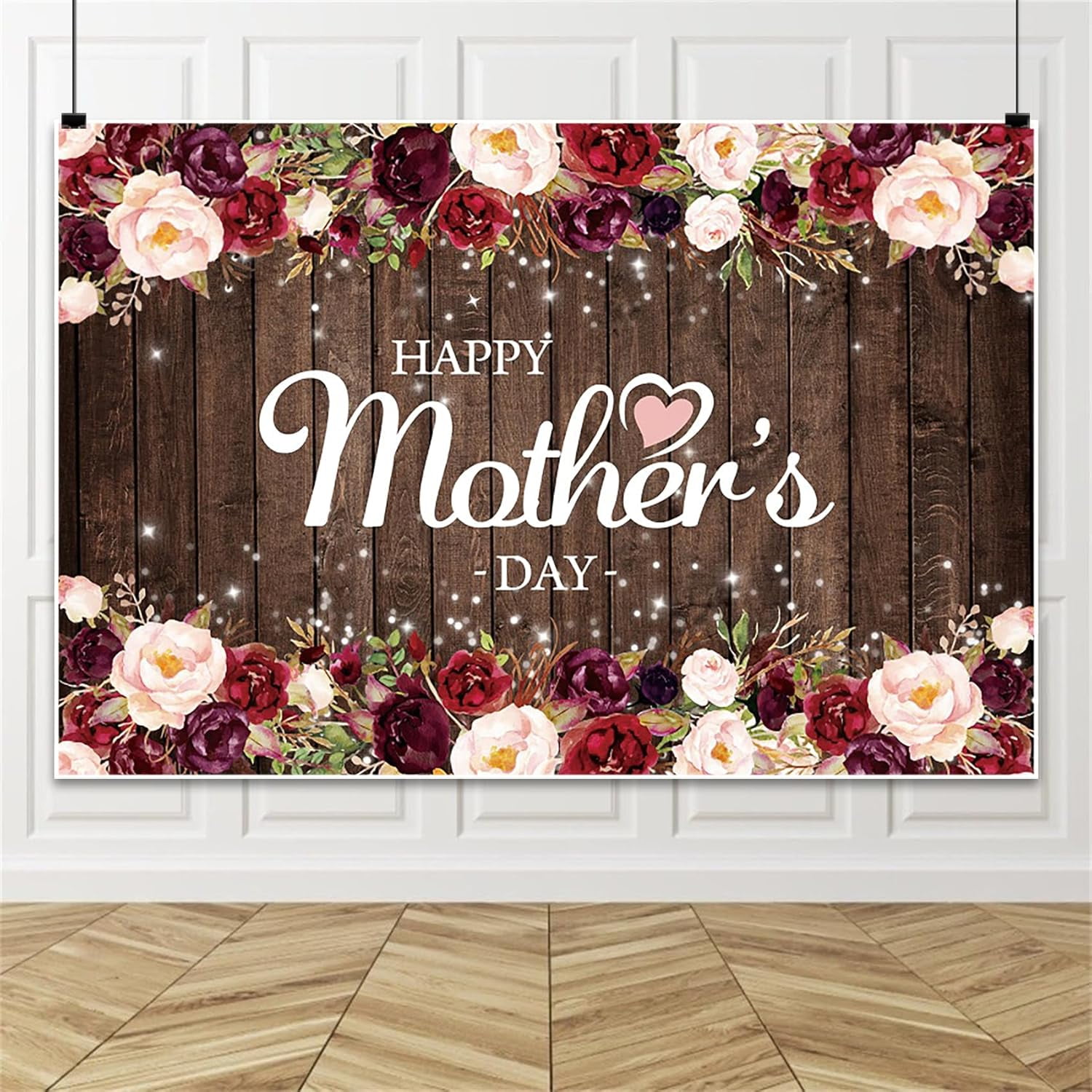 Rustic Wood Mother's Day Backdrop for Photoshoot Family Portrait Happy ...
