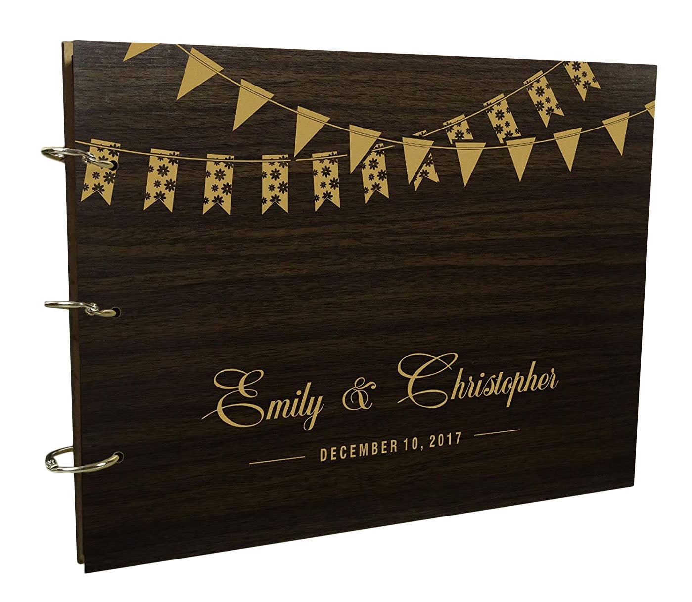 Rustic Wood Name Engraved Bride & Groom Scrapbook Personalized Wedding ...