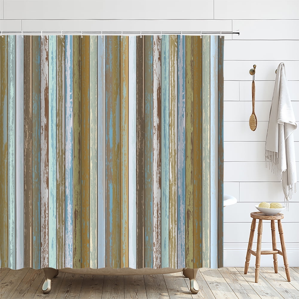 Rustic Wood Plank Shower Curtain for Bathroom Old Wooden Board Barn ...