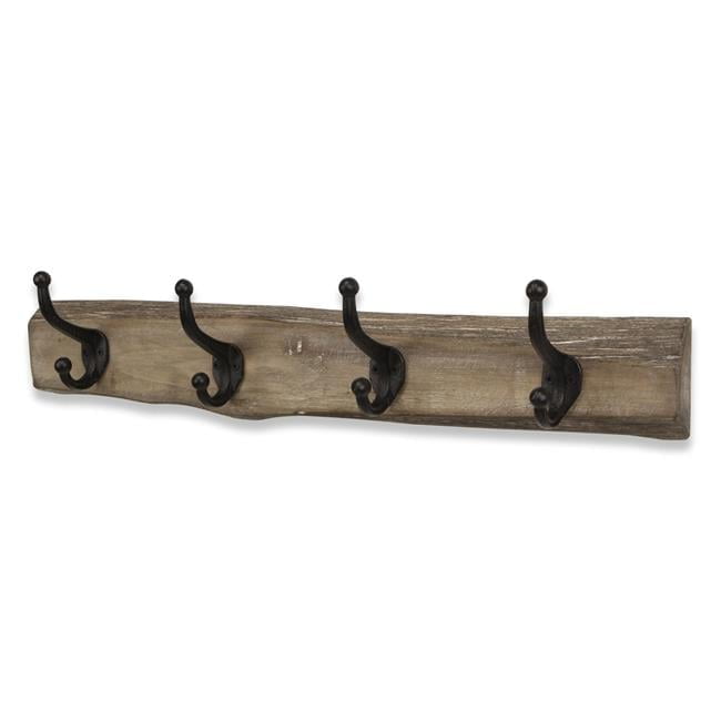 Rustic Wood Plank with 4 Wall Hooks - Walmart.com