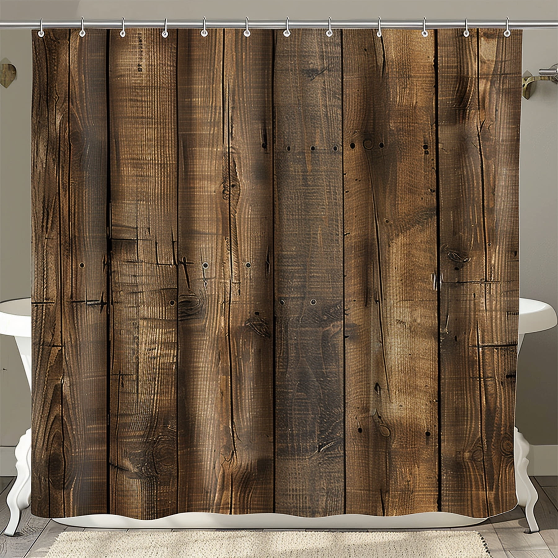 Rustic Wood Planks Shower Curtain Vintage Style Bathroom Decor with ...