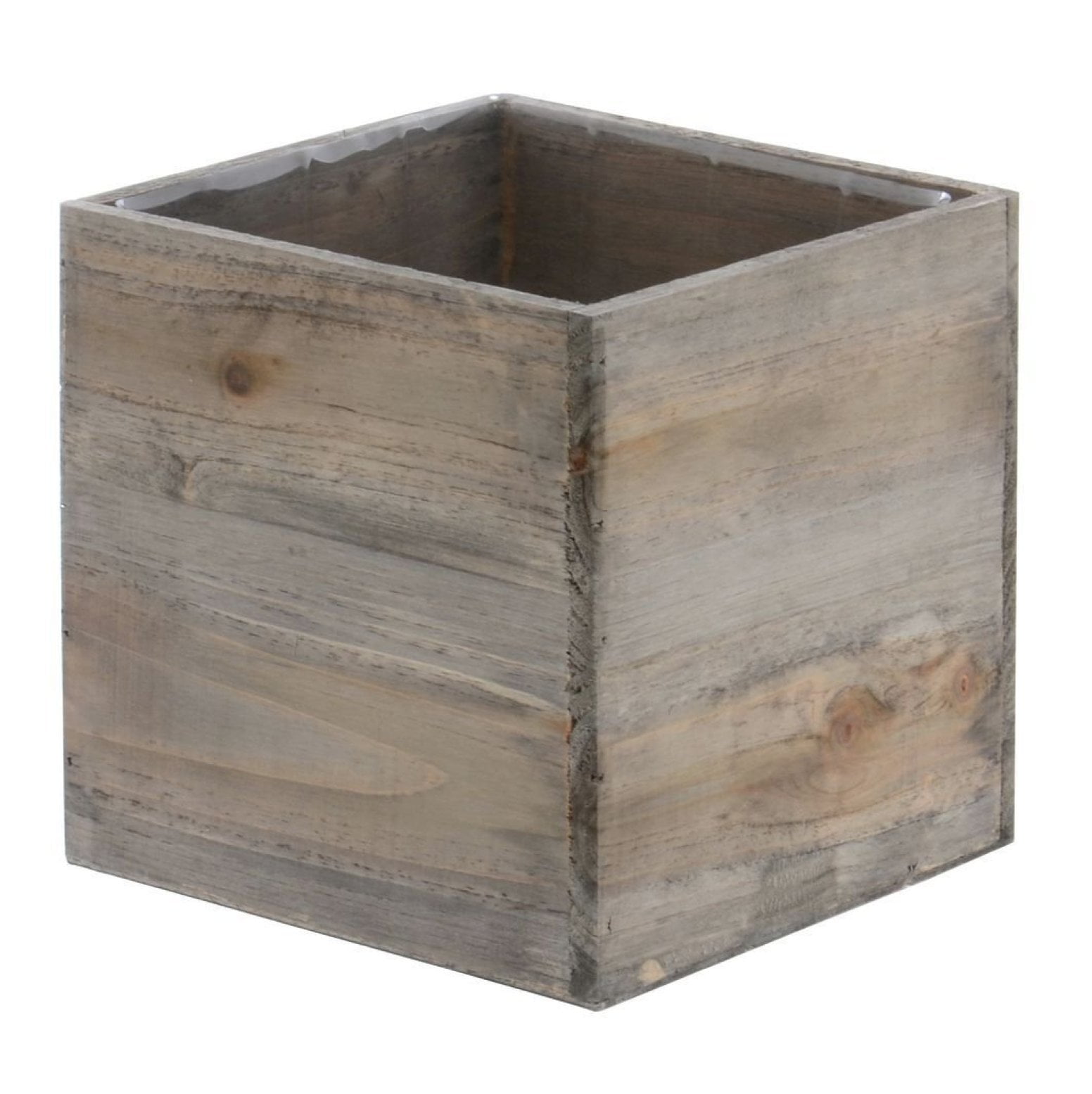 Rustic Wood Planter - 7"L x 7"W x 7"H - Walmart.com