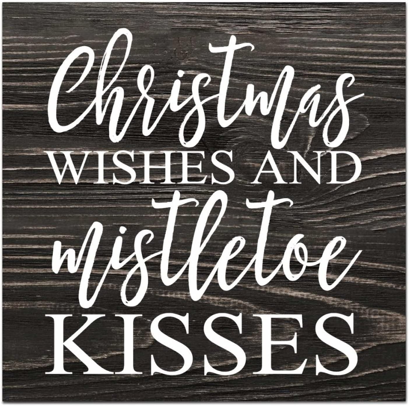 Rustic Wood Plaque Sign Christmas Wishes And Mistletoe Kisses Home ...