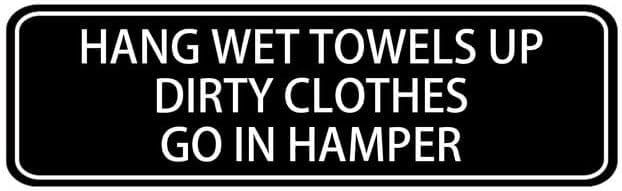 Rustic Wood Plaque Sign Hang Wet Towels Up Dirty Clothes Go In Hamper ...