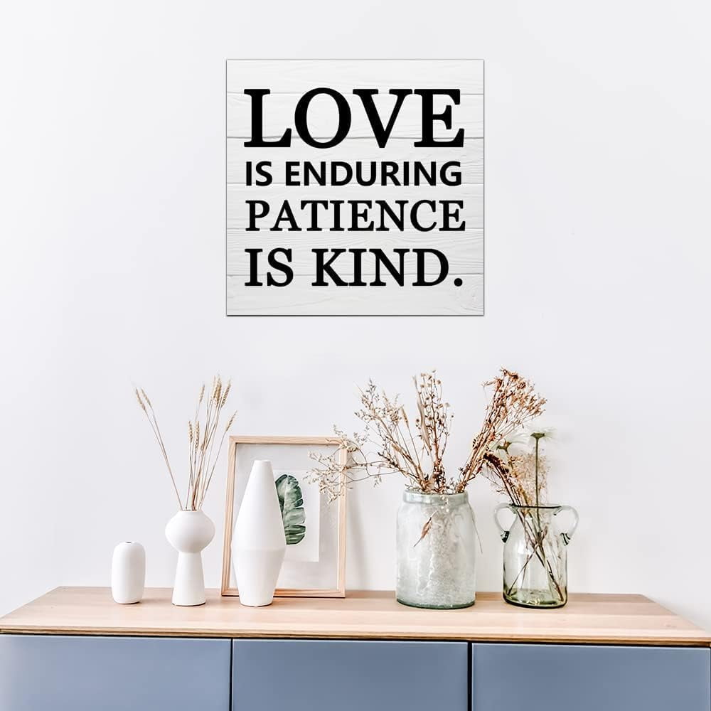 Rustic Wood Plaque Sign Home Decor Sign Love Is Enduring Patience Is ...