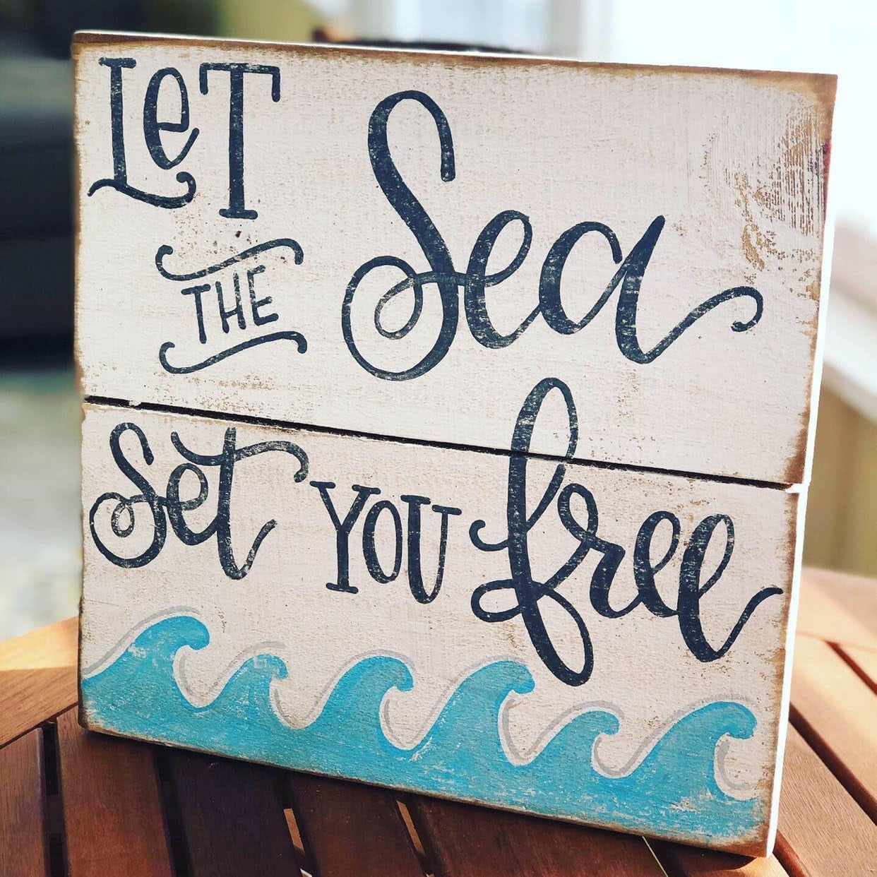 Rustic Wood Plaque Sign Let The Sea Set You Free Signage,Coastal ...