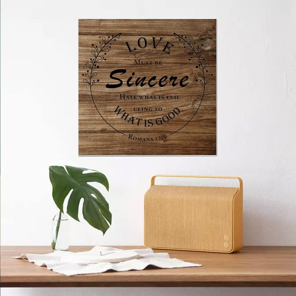 Rustic Wood Plaque Sign Love Must Be Sincere. Hate What Is Evil Cling To What Is Good. Sign Wall ...