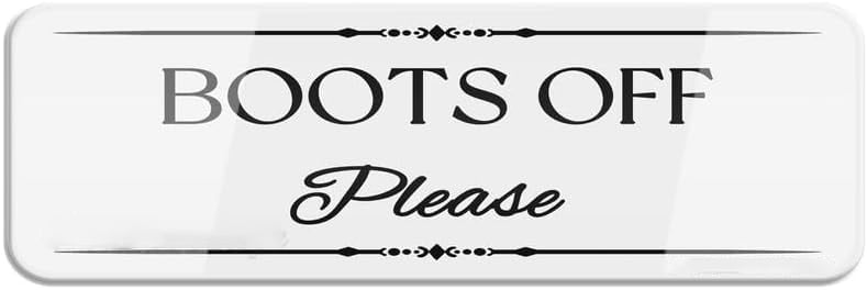 Rustic Wood Plaque Sign Oval Boots Off Please Sign Inspirational Wooden ...