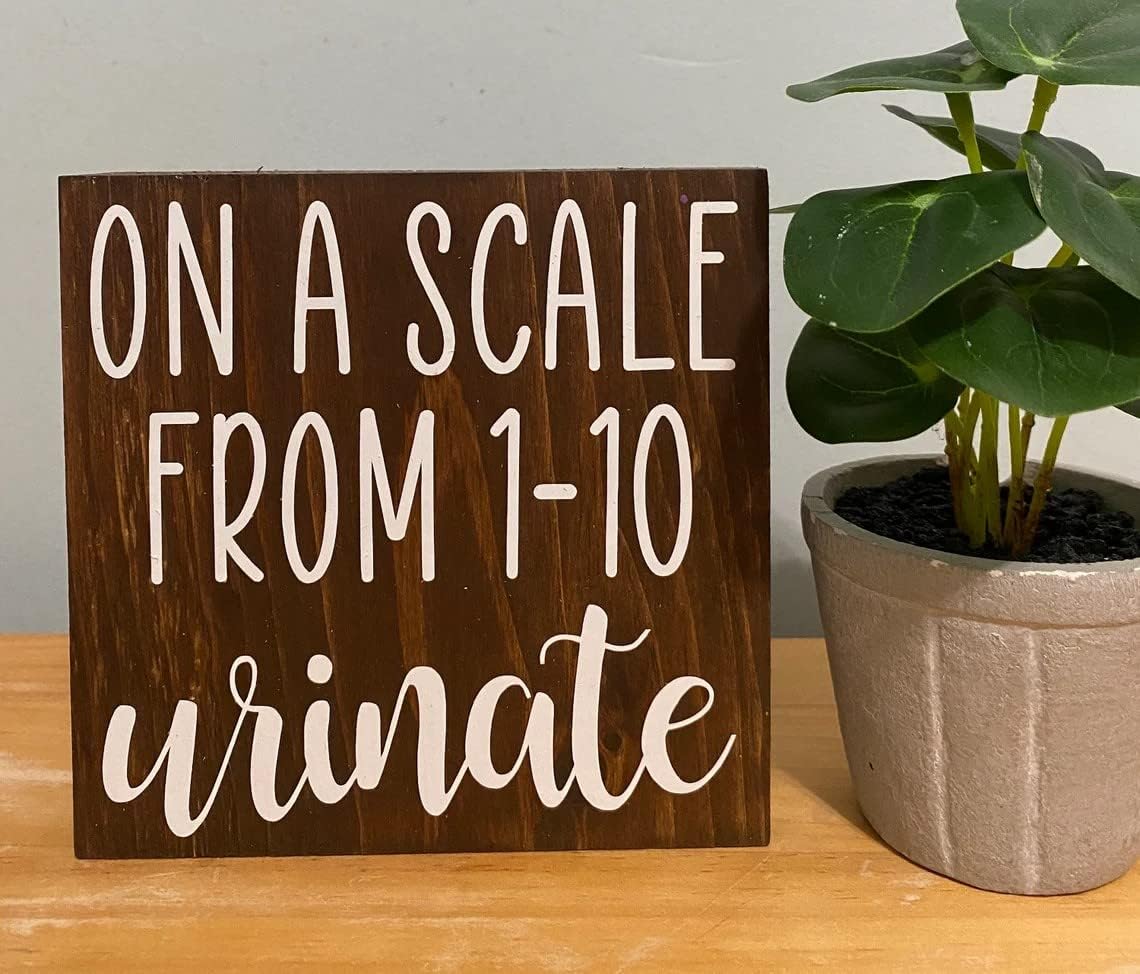 Rustic Wood Plaque Sign On A Scale From 1-10 Urinate Wall Hanging For ...