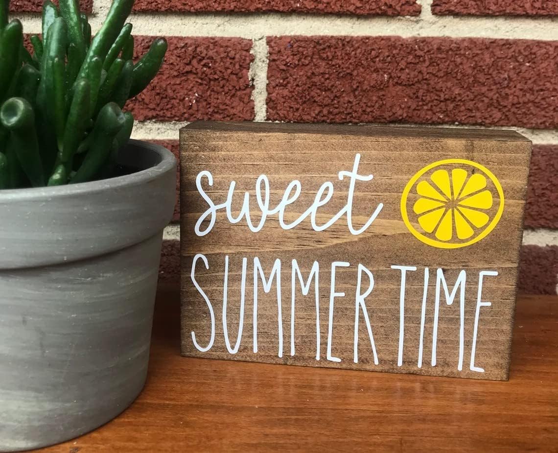 Rustic Wood Plaque Sign Sweet Summertime - Lemon Slice Tiered Tray ...